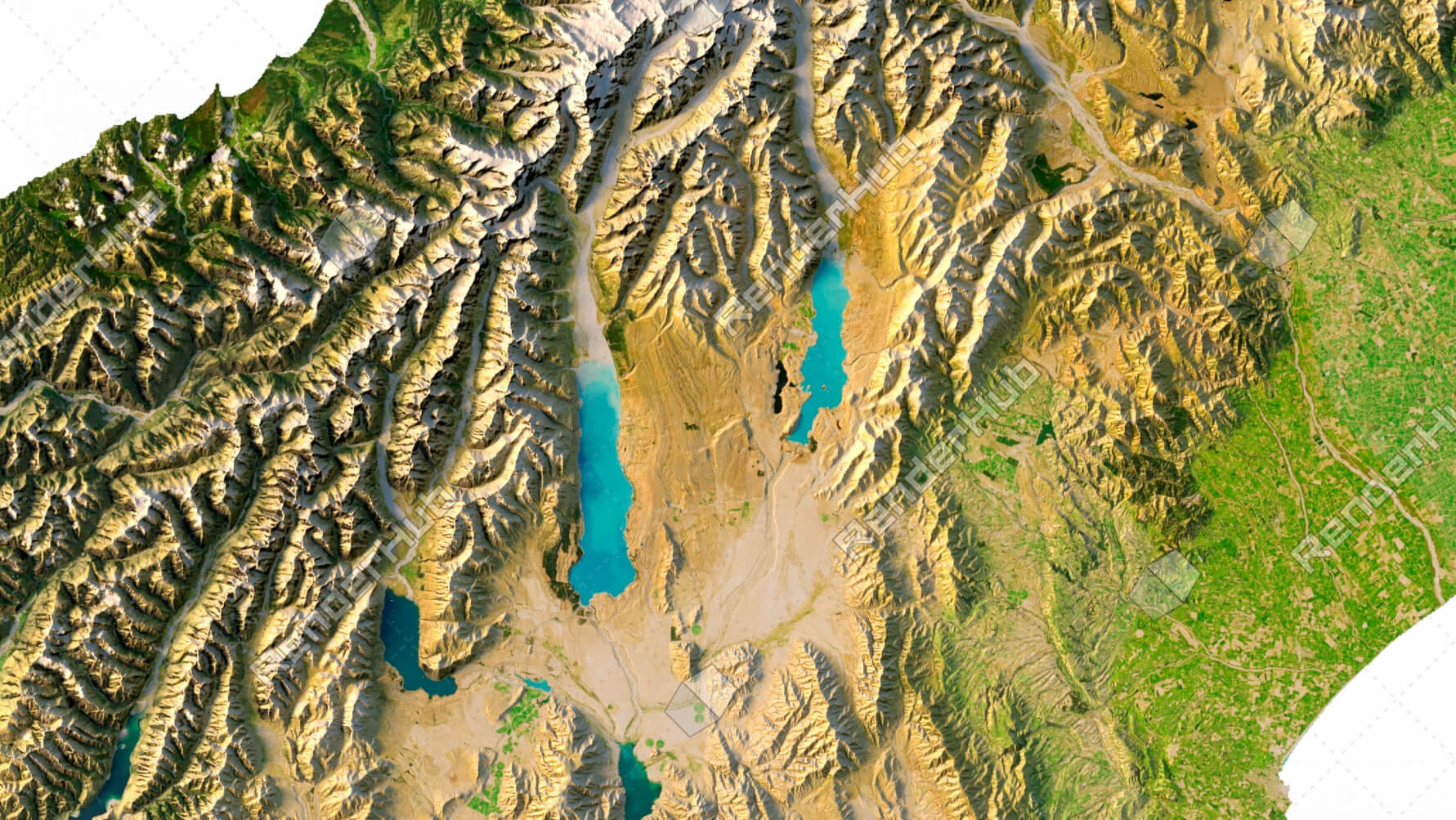 New Zealand 3D Map Render - Stock Image by Shustrik