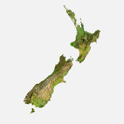 New Zealand 3D Map Render - Stock Image by Shustrik
