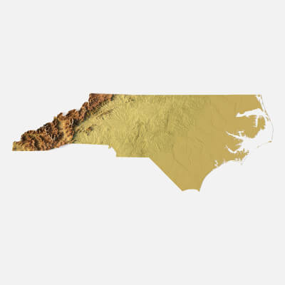 North Carolina Topographic Map Stl Model by Shustrik