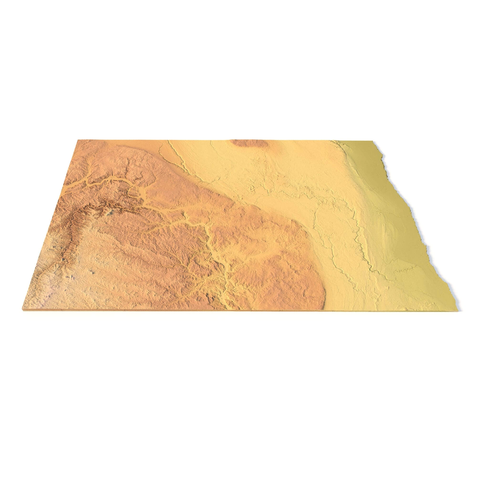North Dakota Topographic Map Stl Model by Shustrik