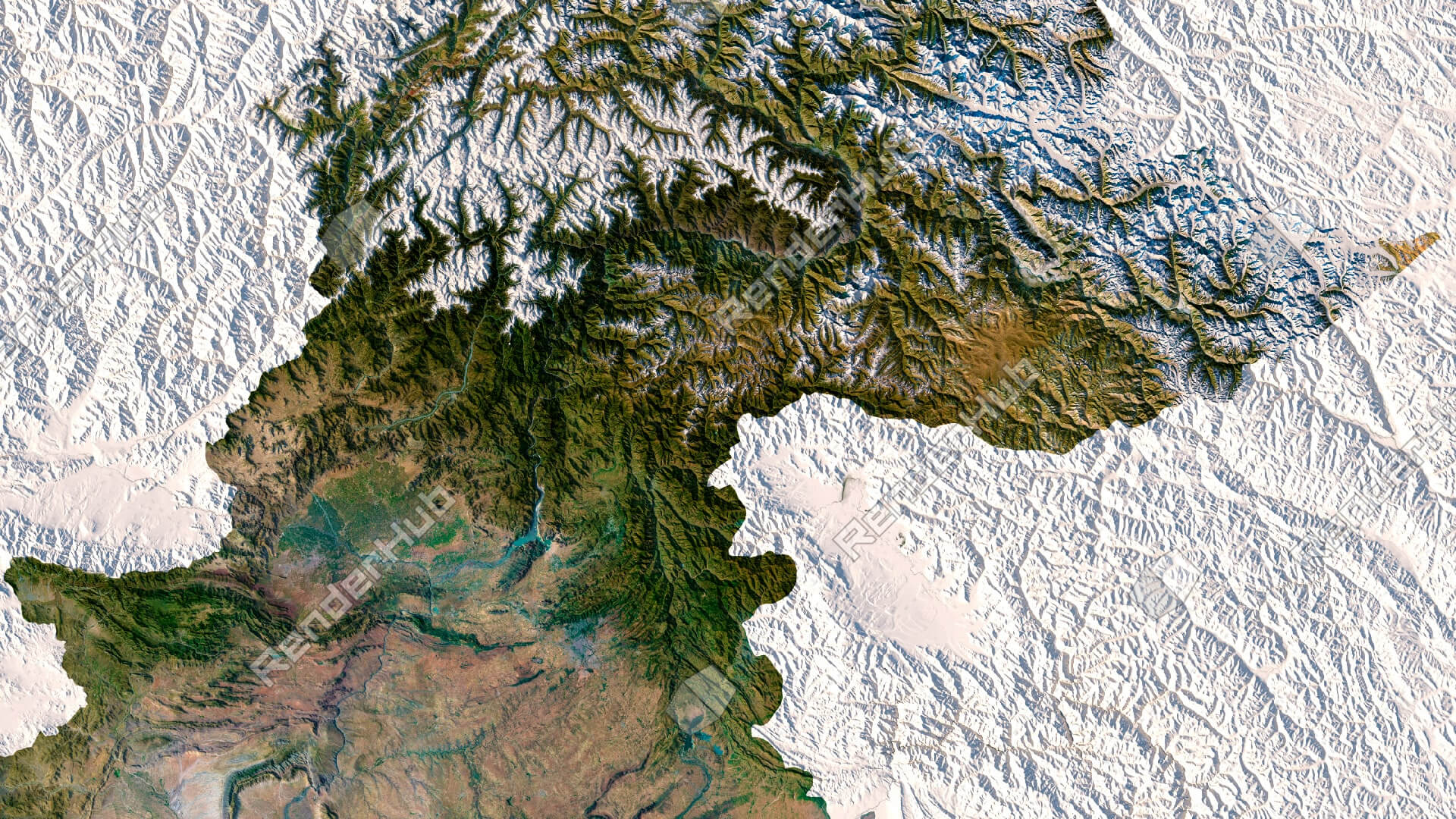 Pakistan 3D Map - Stock Image by Shustrik