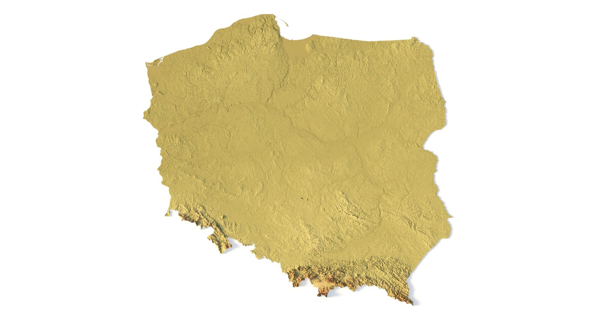 Poland Terrain for CNC, Printing and Design - 3D Print Model by Shustrik