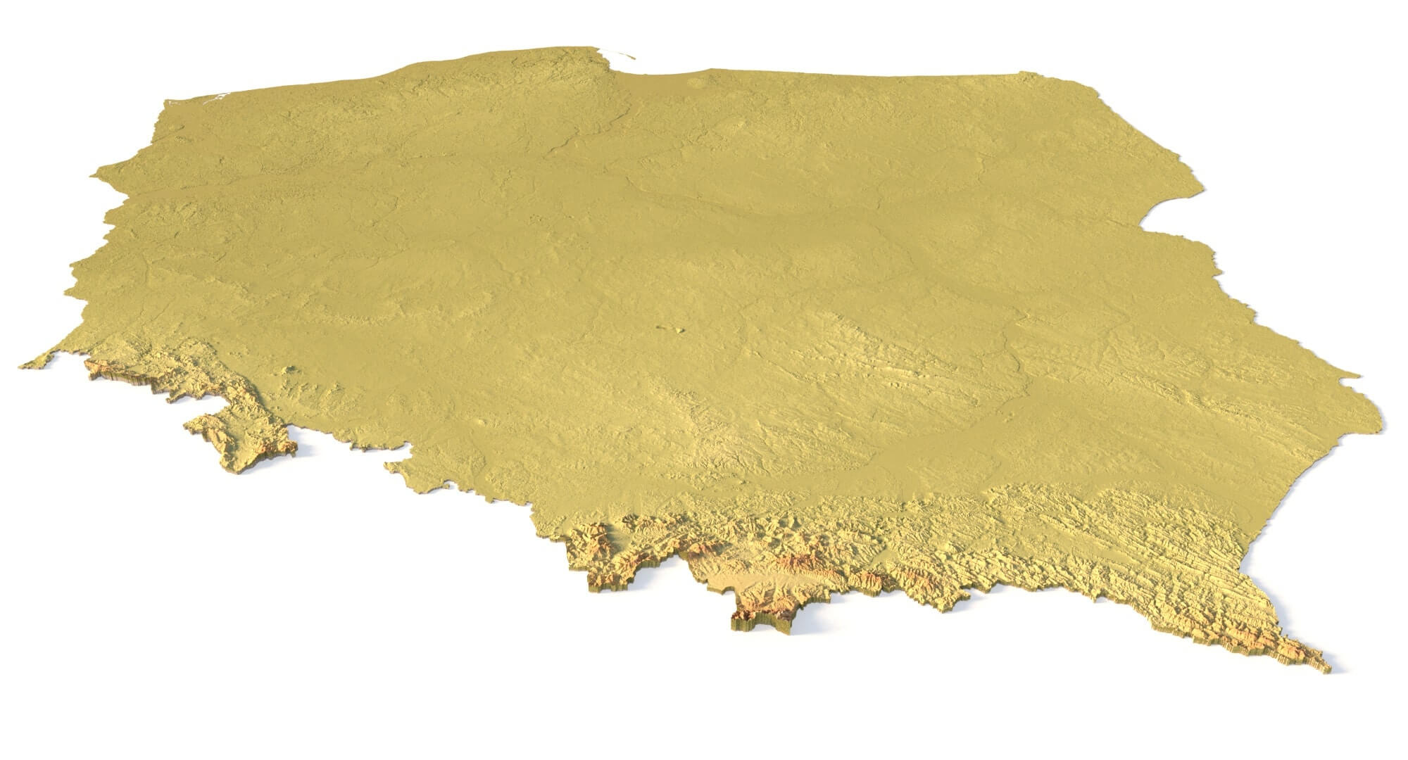 Poland Terrain for CNC, Printing and Design - 3D Print Model by Shustrik