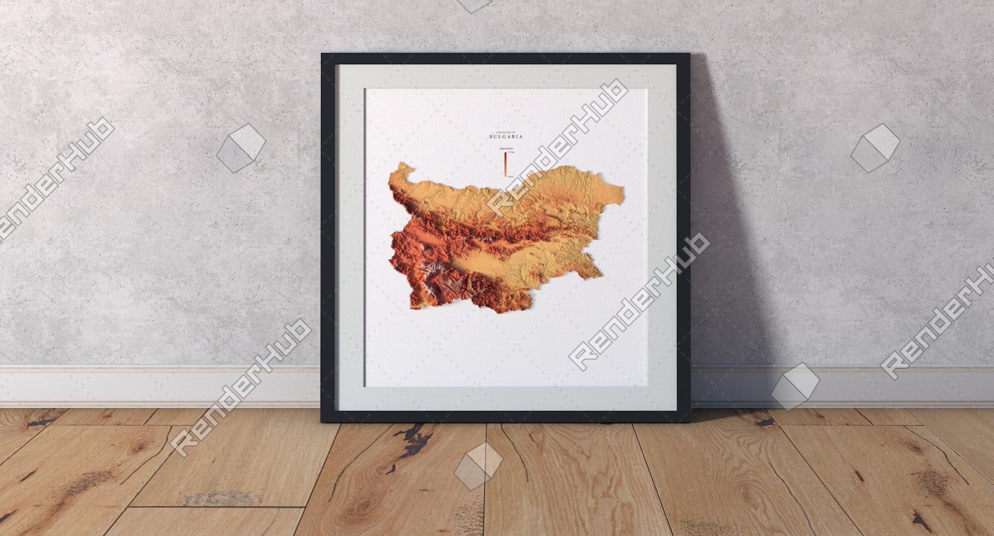 Relief Map of Bulgaria - Stock Image by Shustrik