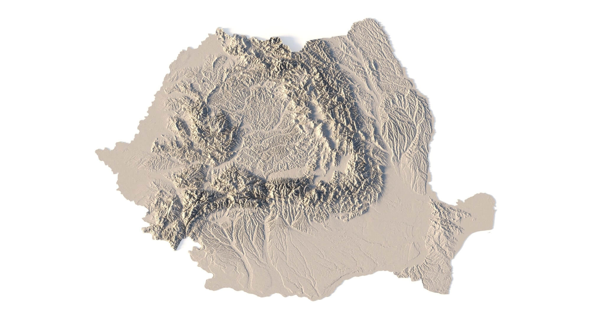 Romania Terrain for CNC, Printing and Design - 3D Model by Shustrik