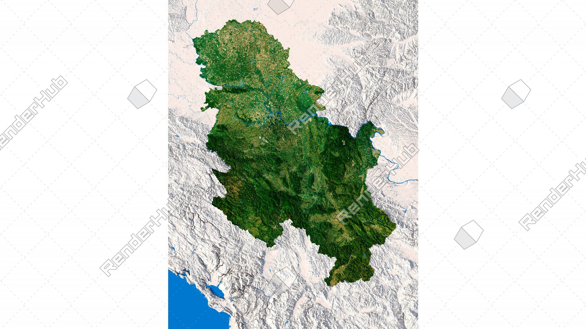 Serbia 3D Map - Stock Image by Shustrik