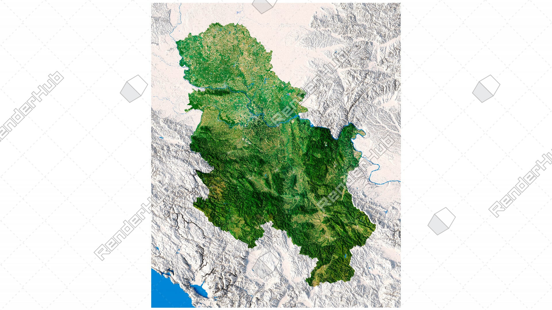 Serbia 3D Map - Stock Image by Shustrik