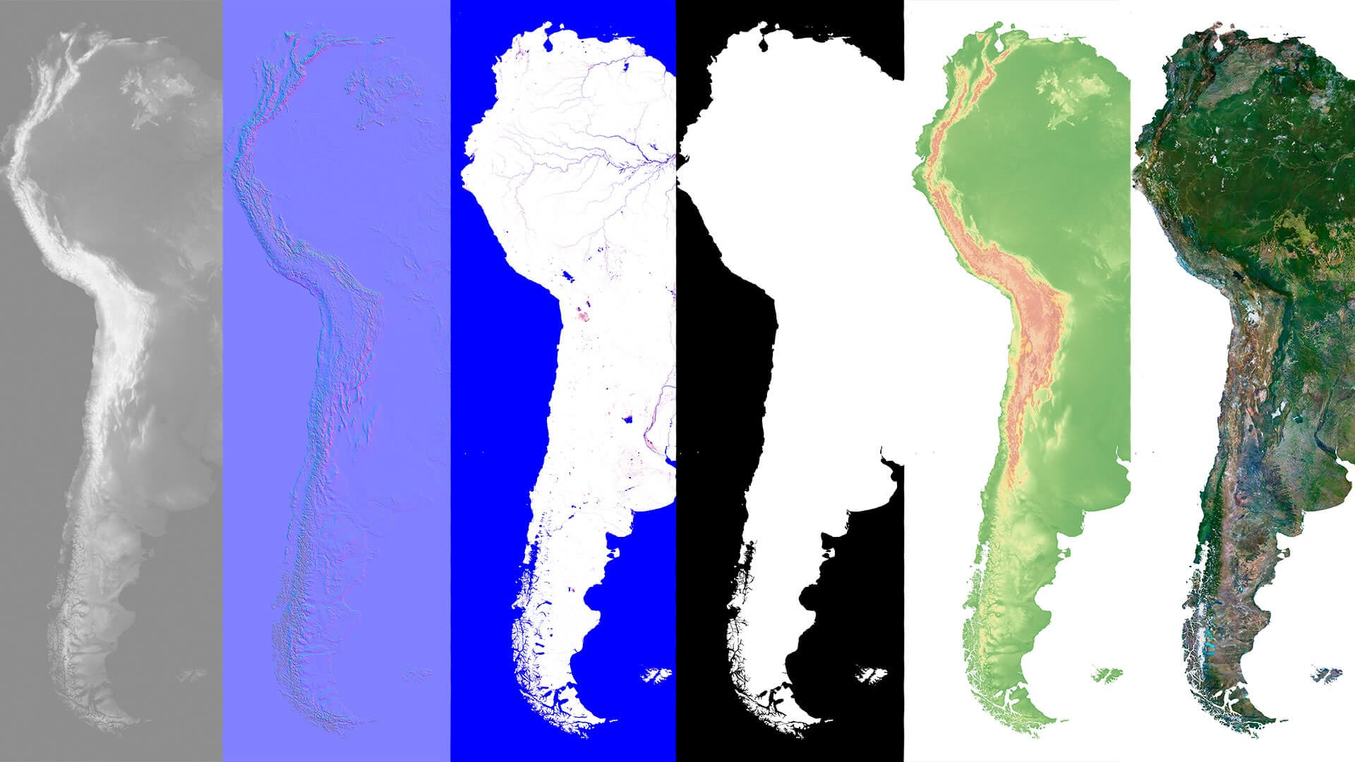 South America Terrain 3D Map by Shustrik