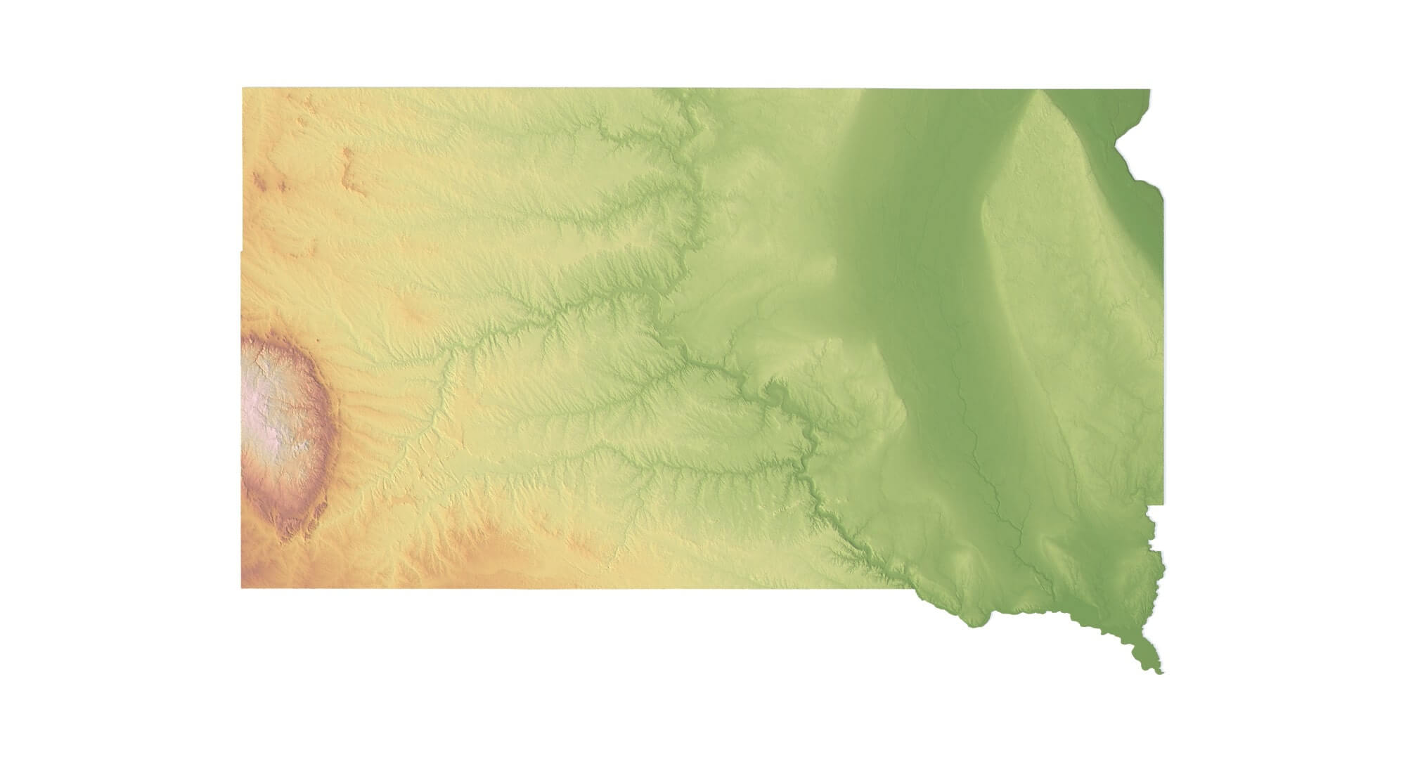 South Dakota State Terrain 3D Map by Shustrik