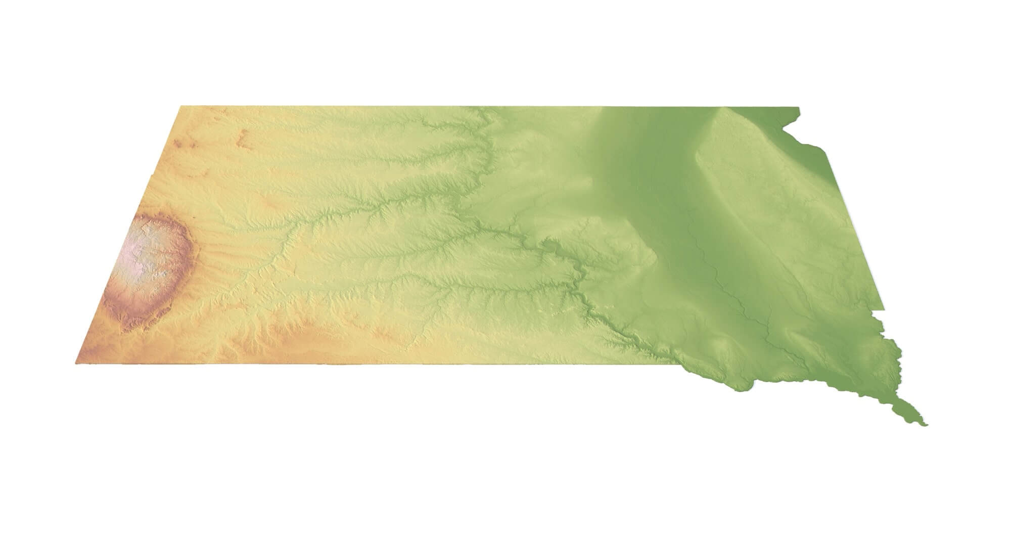 South Dakota State Terrain 3D Map by Shustrik