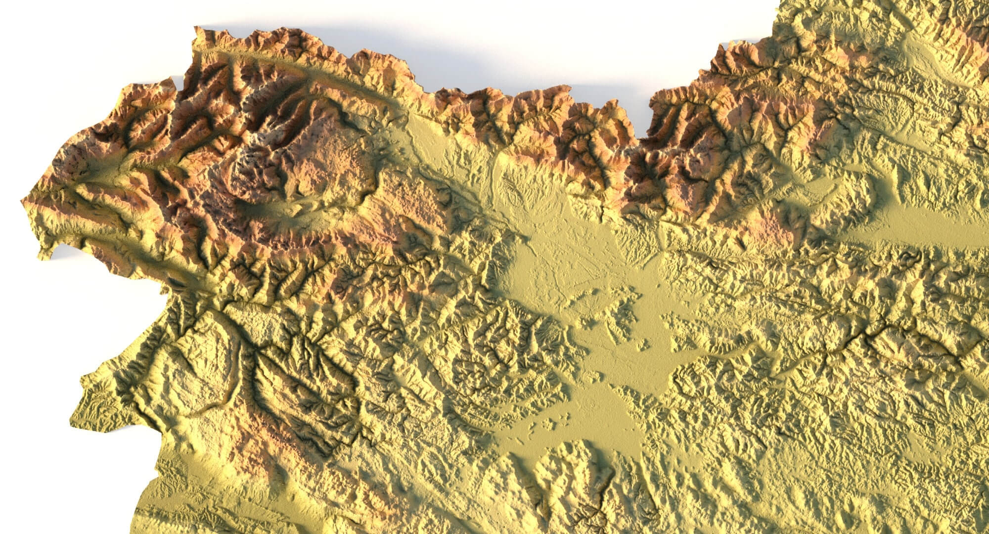 Spain Terrain for CNC, Printing and Design - 3D Print Model by Shustrik