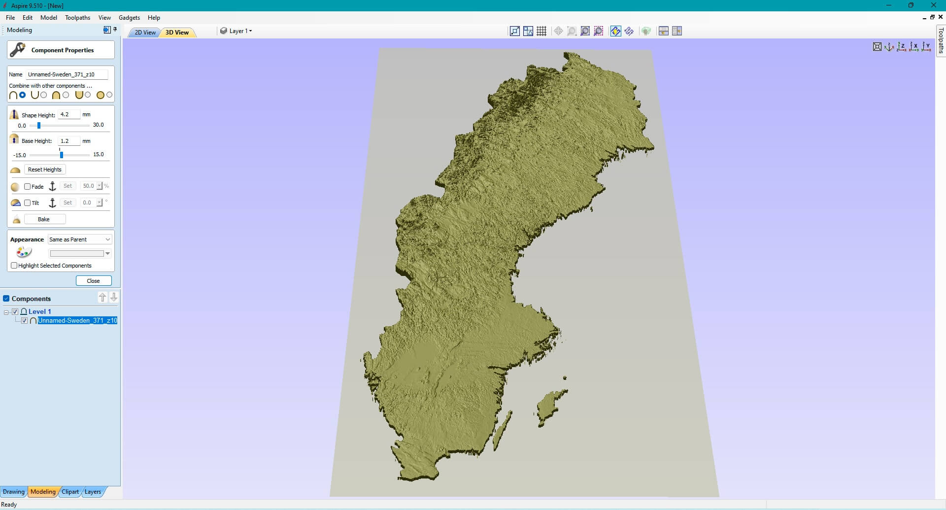 Sweden Terrain for CNC, Printing and Design - 3D Model by Shustrik
