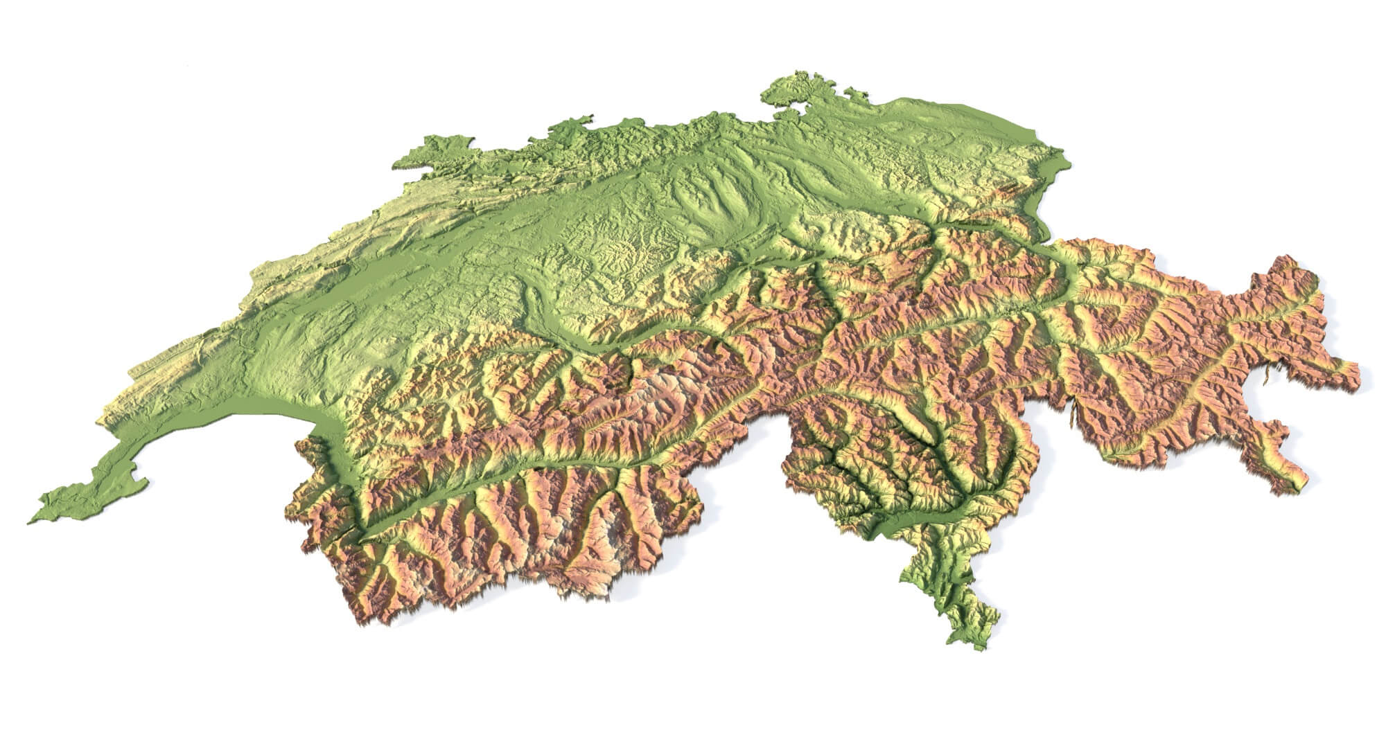Switzerland Terrain 3D Map by Shustrik