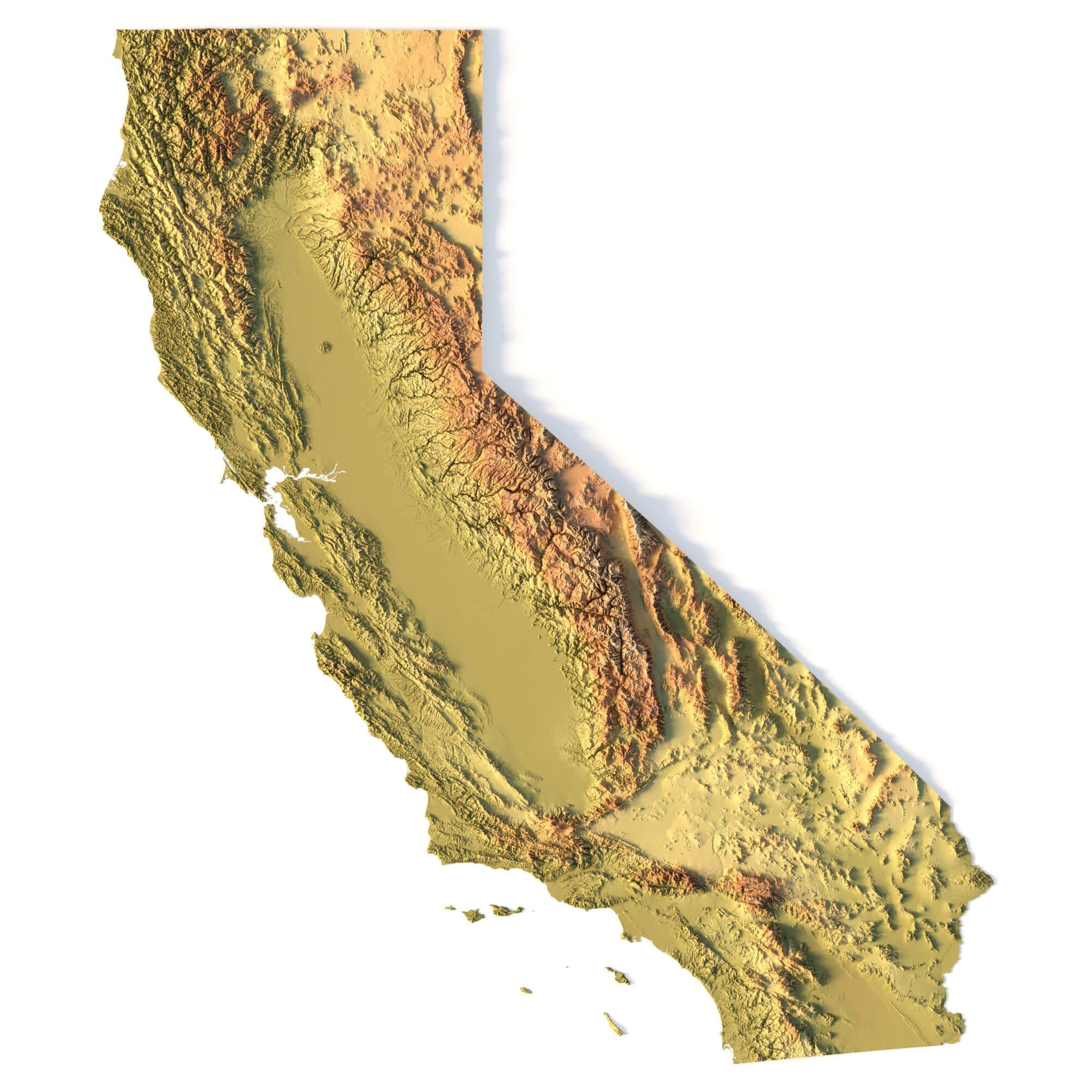 Topographic California Map Stl Model by Shustrik