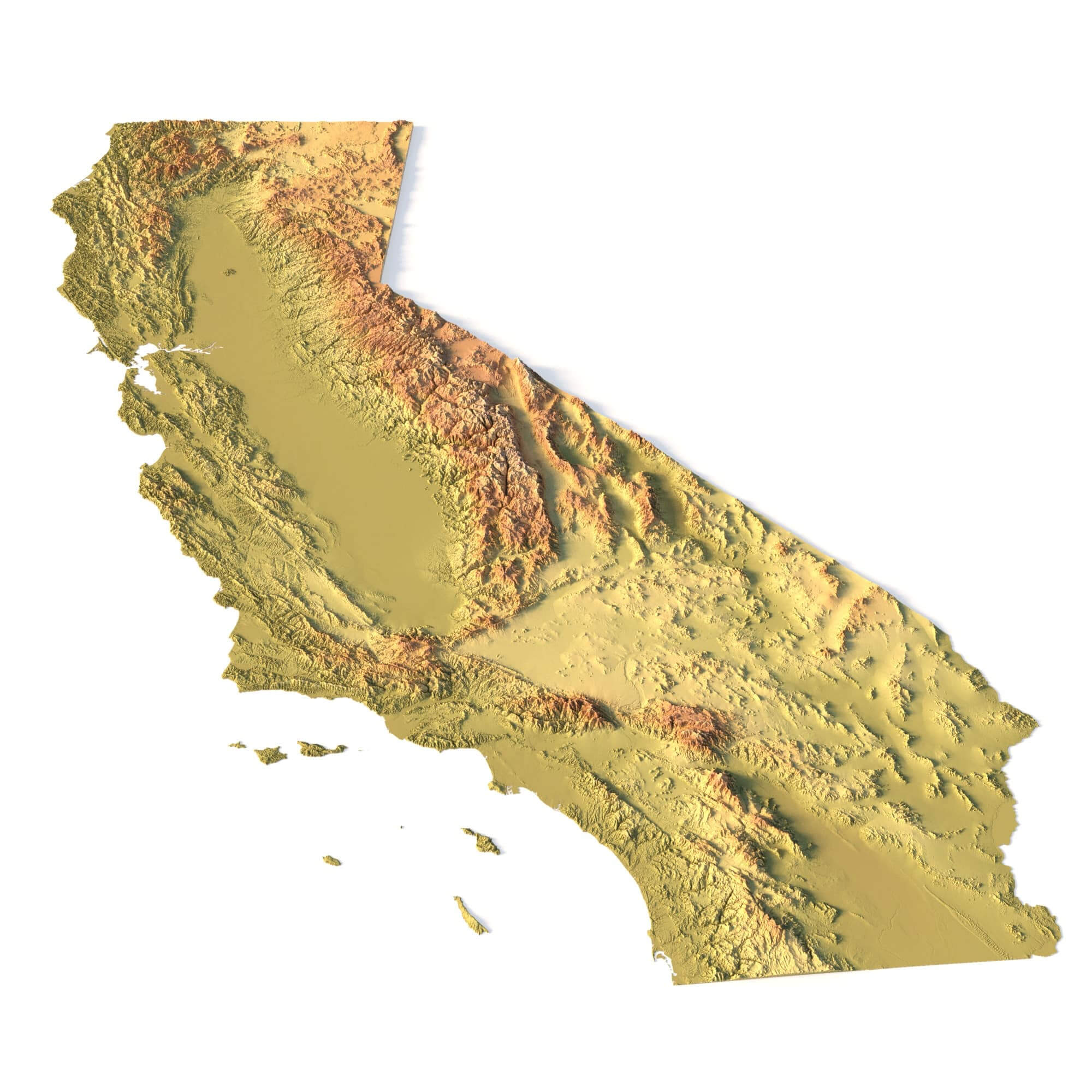 Topographic California Map Stl Model by Shustrik