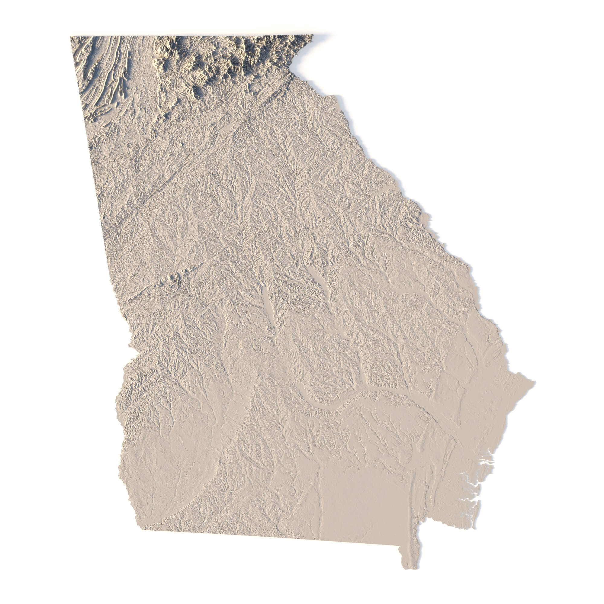 Topographic Map of Georgia USA Stl Model by Shustrik
