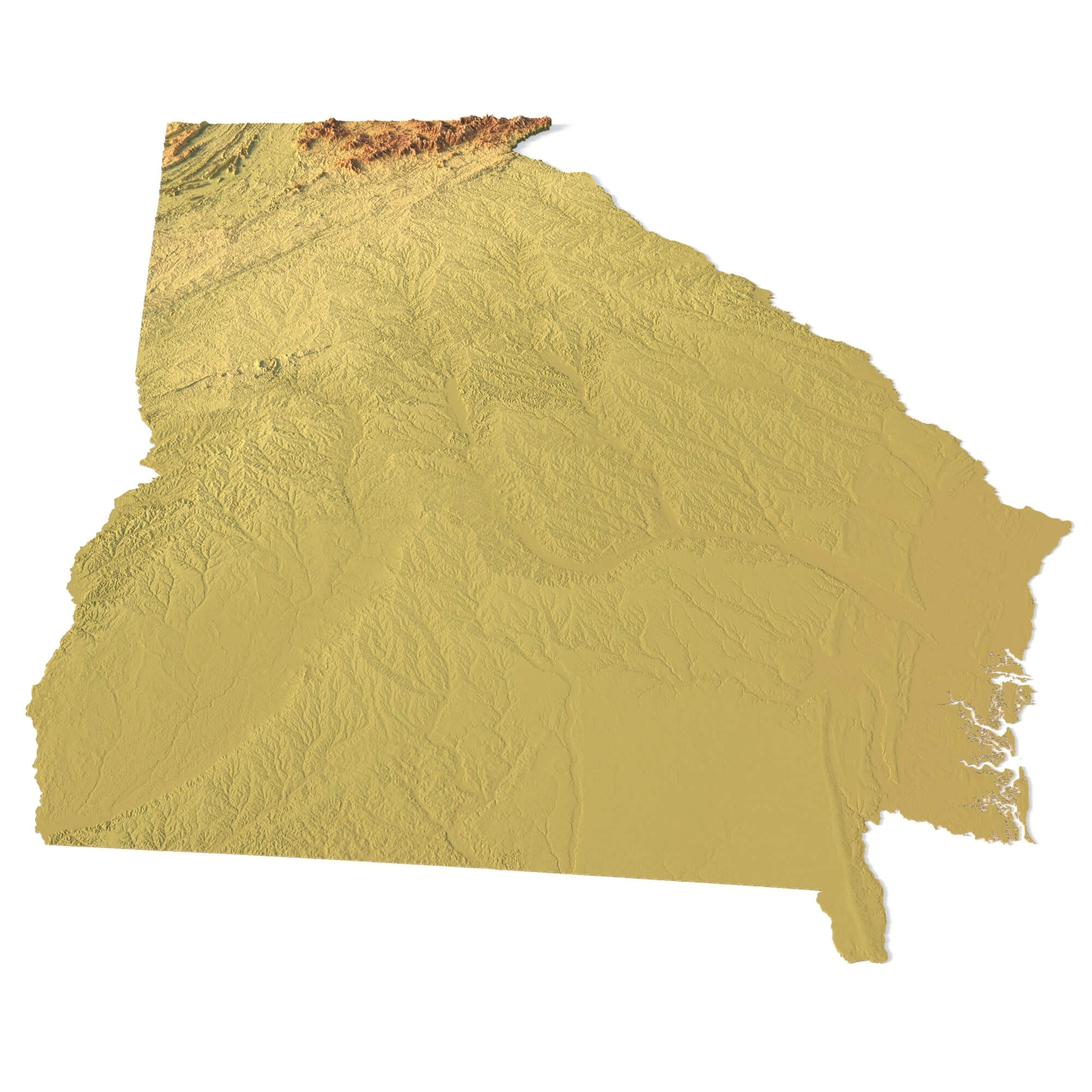 Topographic Map of Georgia USA Stl Model by Shustrik