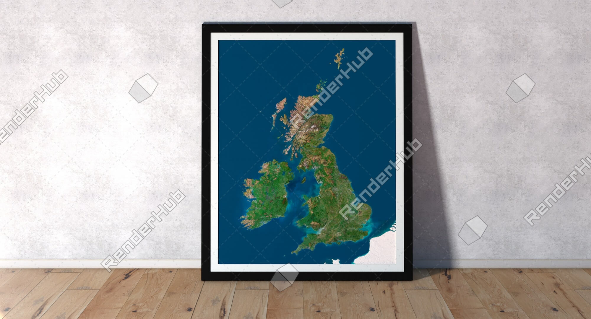 United Kingdom 3D Map - Stock Image by Shustrik
