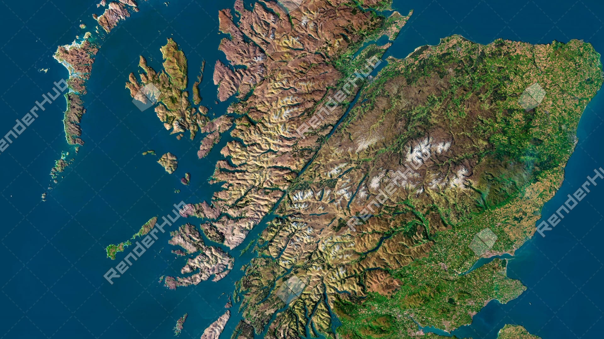 United Kingdom 3D Map - Stock Image by Shustrik