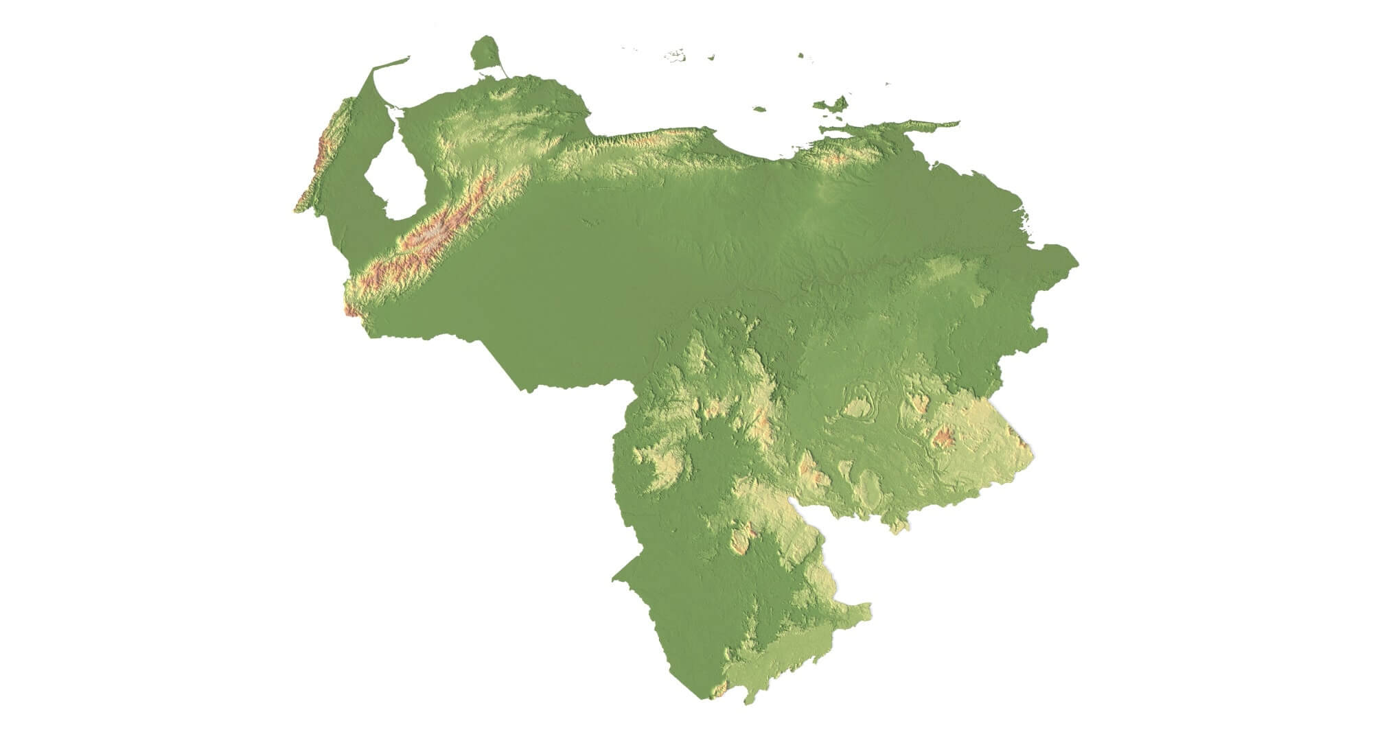 Venezuela Terrain 3D Map by Shustrik