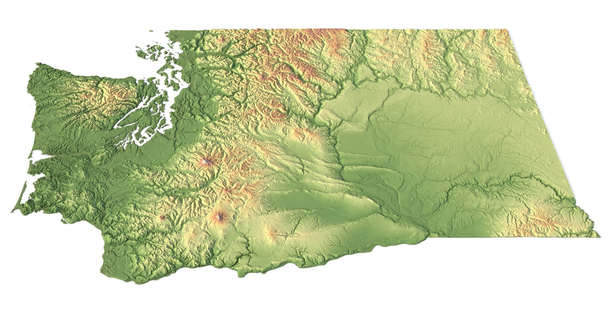 Washington State Terrain 3D Map by Shustrik