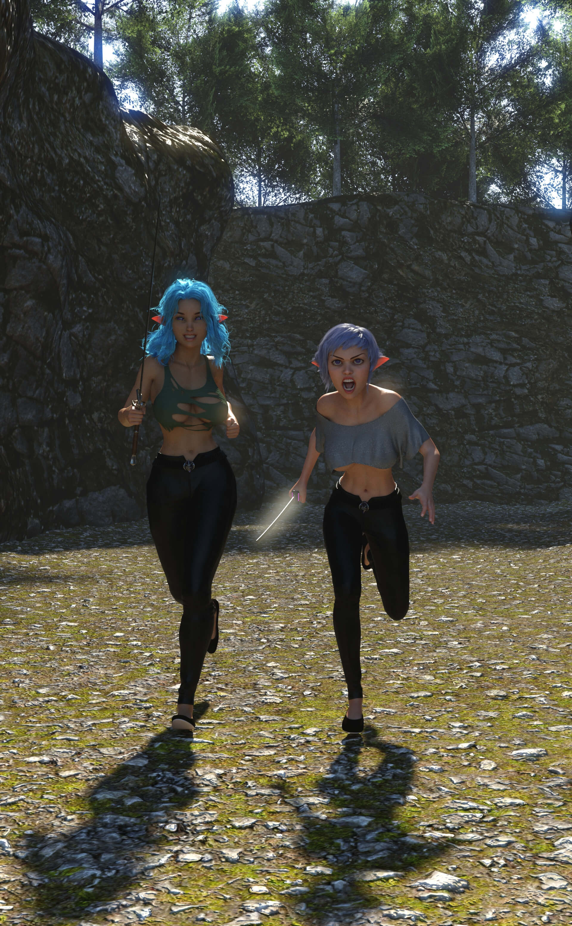 Bree and Paige 3D Render, Digital Art by Sidhelord