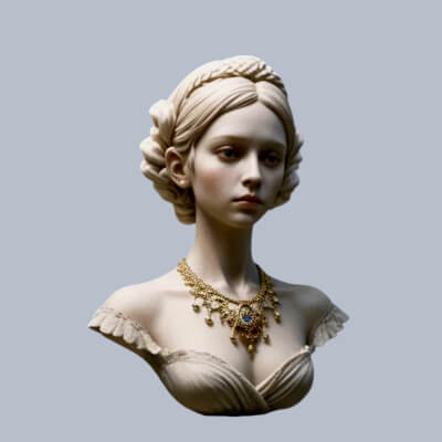 Realistic Victorian Lady Bust 3D Model by sidhm