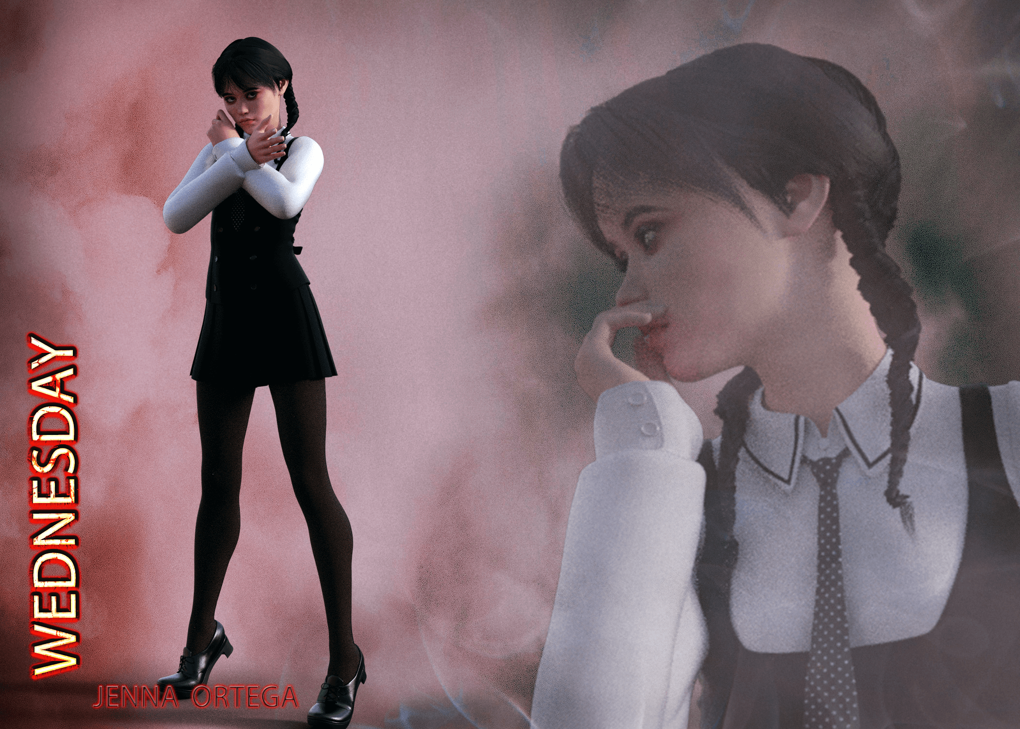 Wednesday Addams 3D Render, Digital Art by Signature Studio