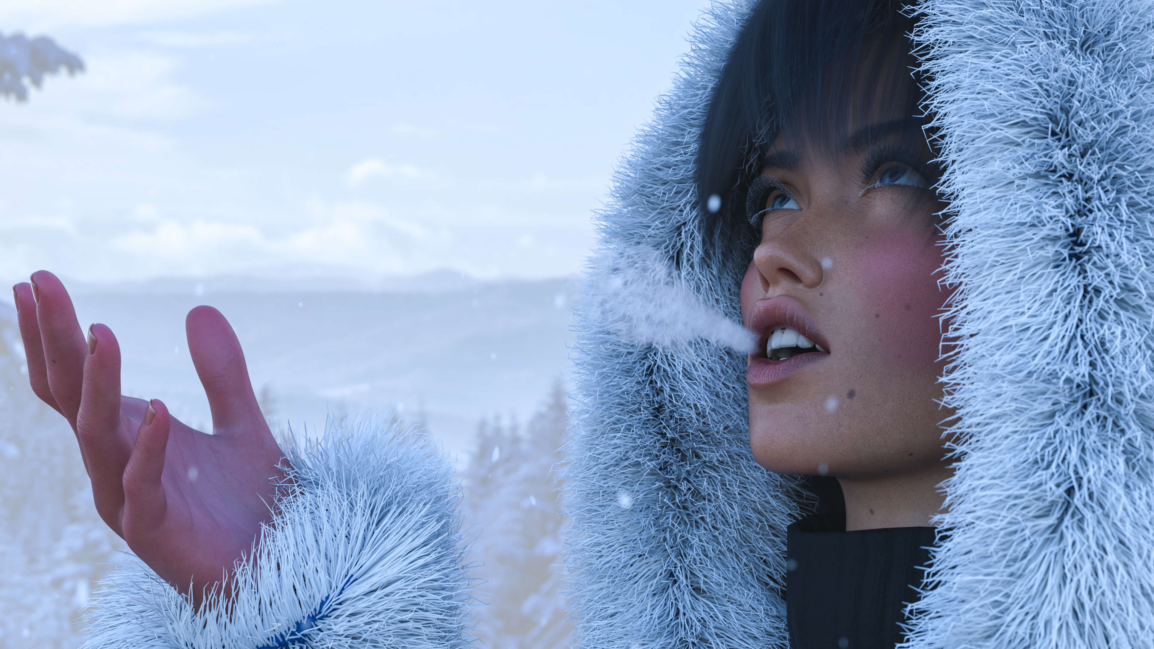 Snowfall 3D Render, Digital Art by signit0518