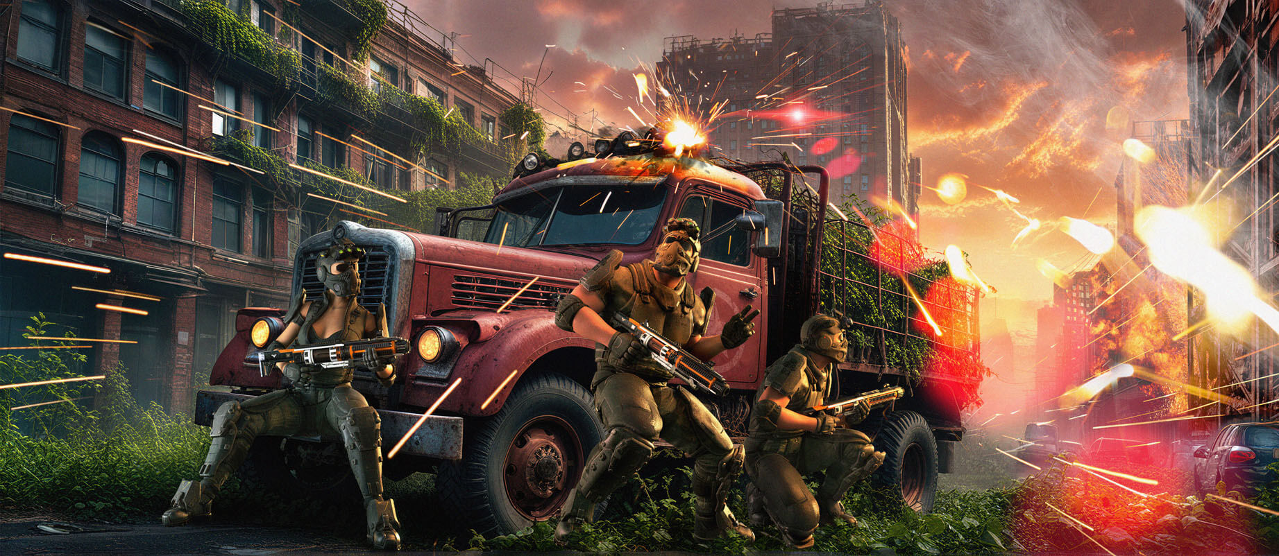 Fire Fight -Take Cover 3D Render, Digital Art by signshop