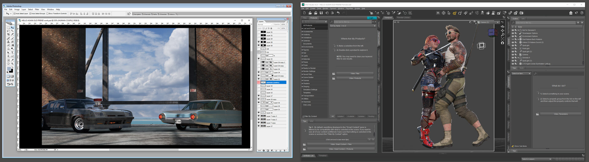 Hello Again, Old Friend 3D Render, Digital Art by signshop