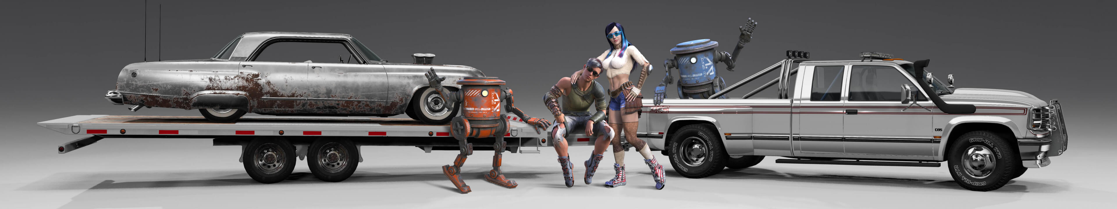 The Nuclear Family Portrait 3D Render, Digital Art by signshop