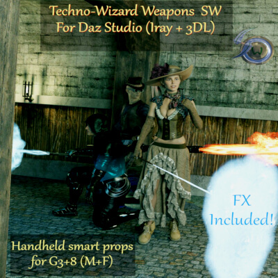 Techno-Wizard Weapons - SW Free Daz Content by Silent Winter