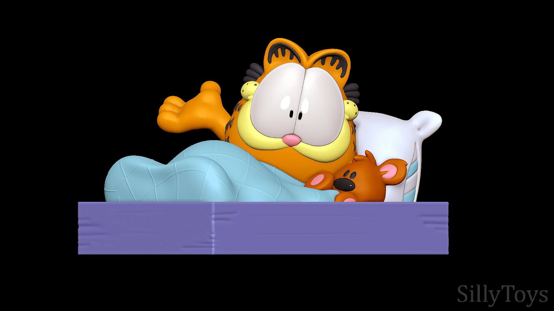 Garfield in Bed - 3D Model by SillyToys