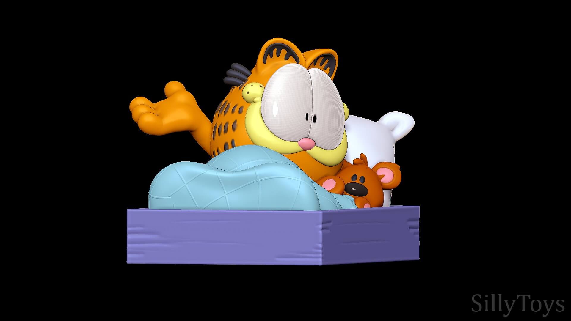 Garfield in Bed - 3D Model by SillyToys