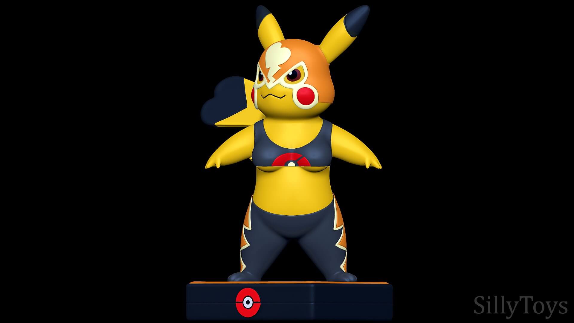 Pikachu Libre - Pokmon Go 3D Model by SillyToys