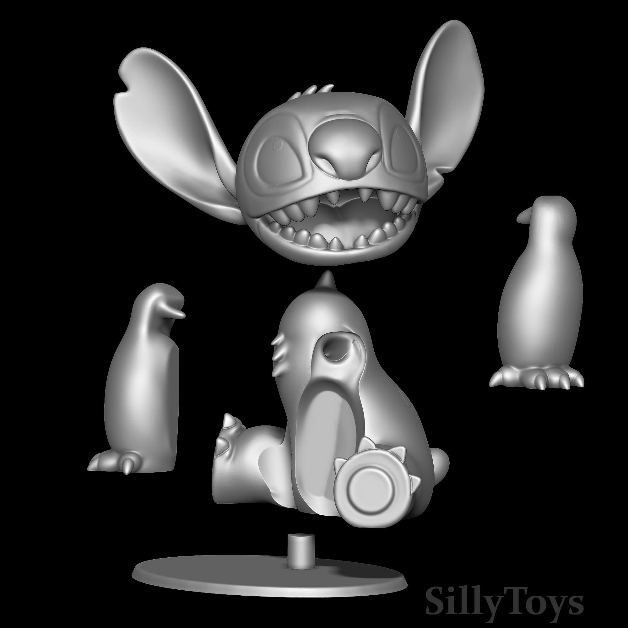 Stitch Sitting - Lilo and Stitch 3D Model by SillyToys