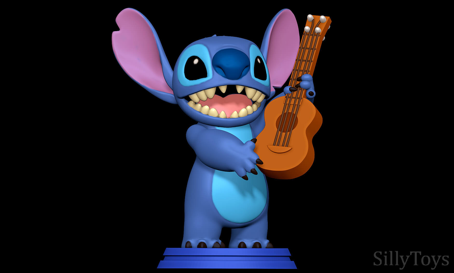 Stitch With a Guitar - Lilo and Stitch 3D Model by SillyToys