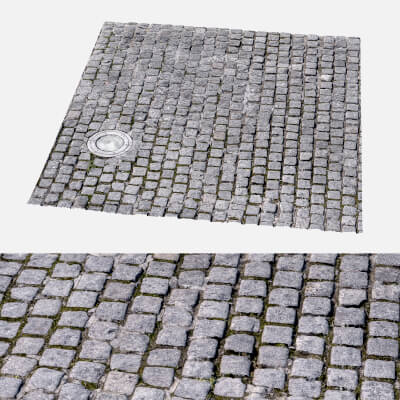 Cobblestone Pavement Section - 3D Model by silverpak