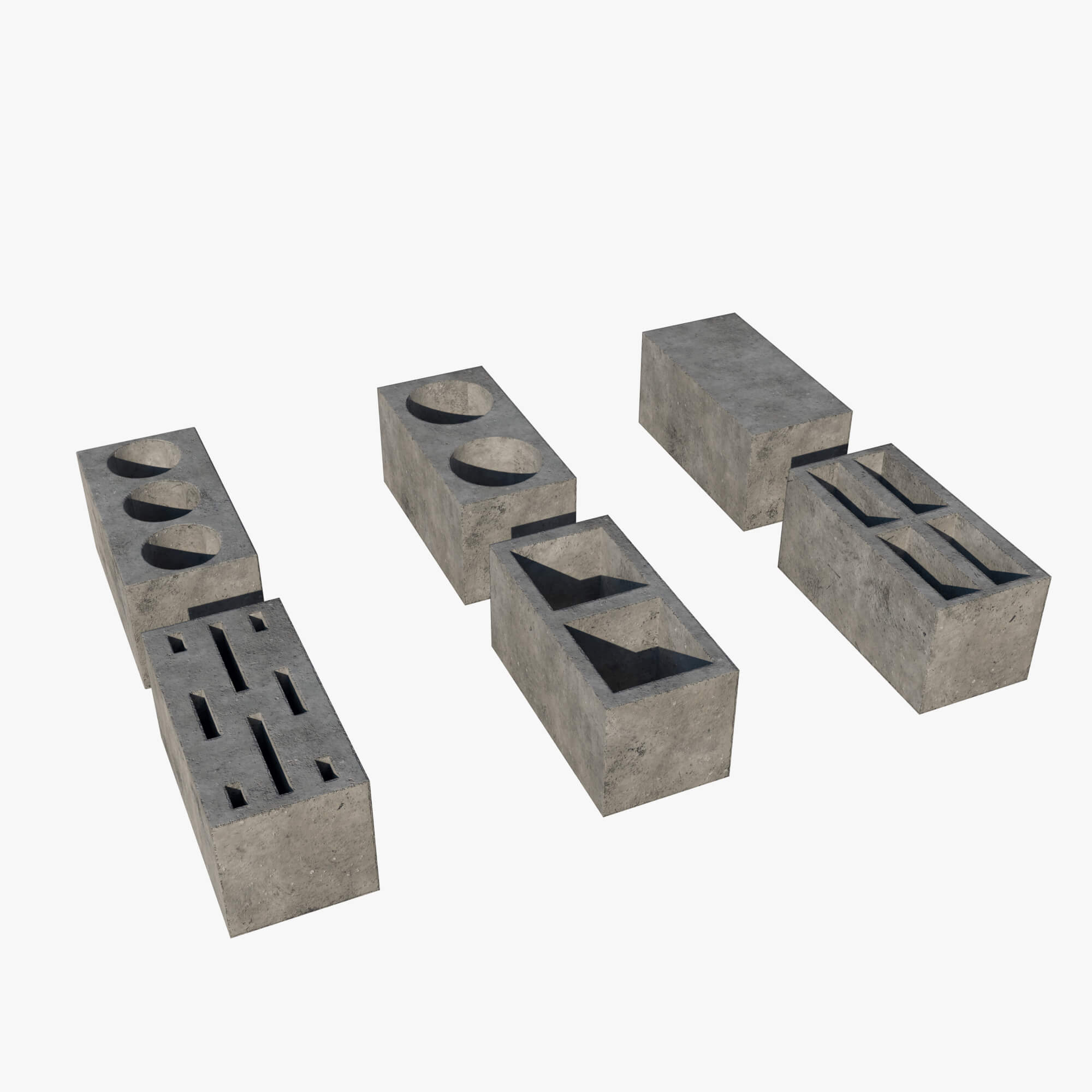 6 Cement Bricks - 3D Model by Simple3D