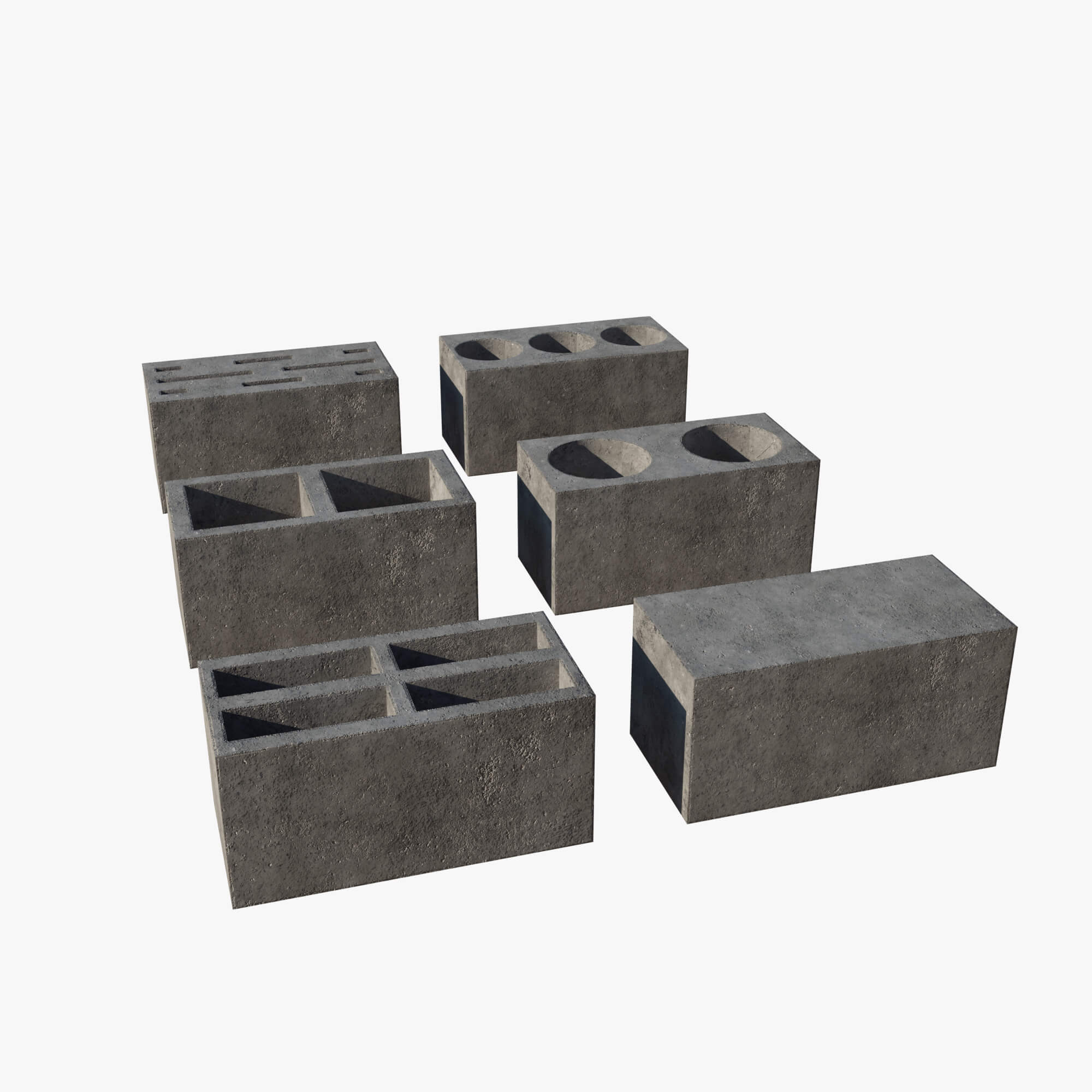 6 Cement Bricks - 3D Model by Simple3D