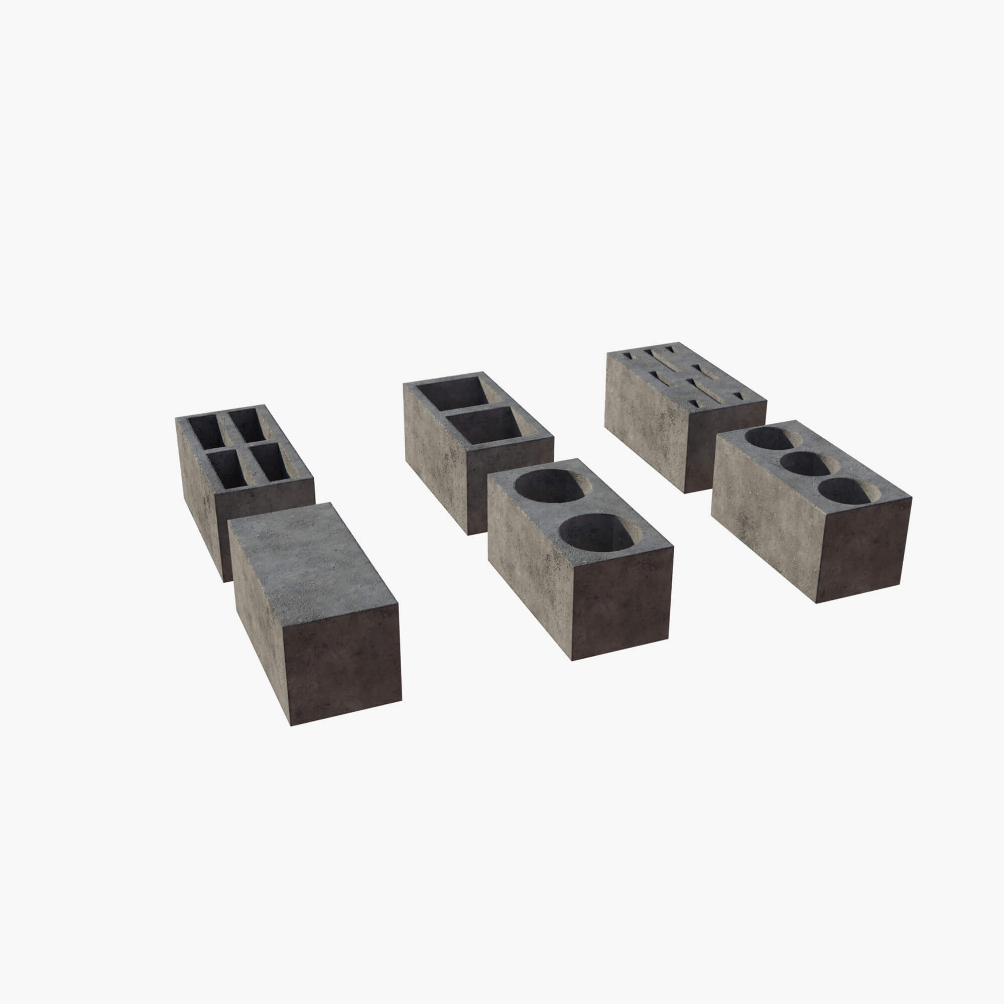 6 Cement Bricks - 3D Model by Simple3D