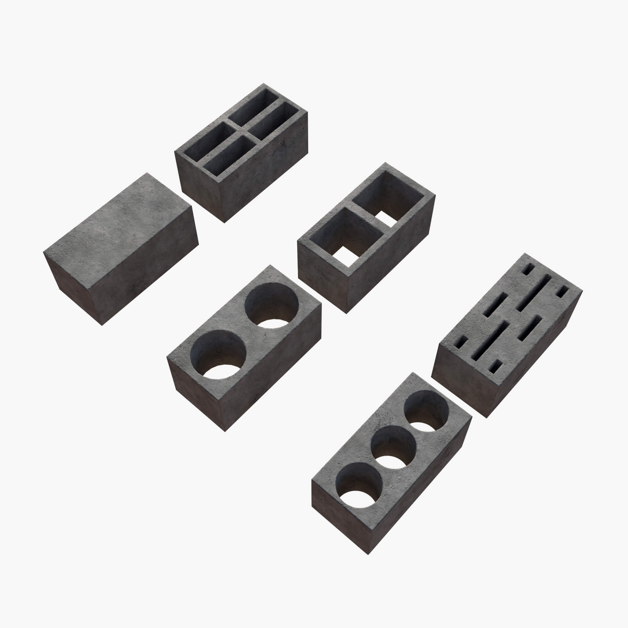 6 Cement Bricks - 3D Model by Simple3D