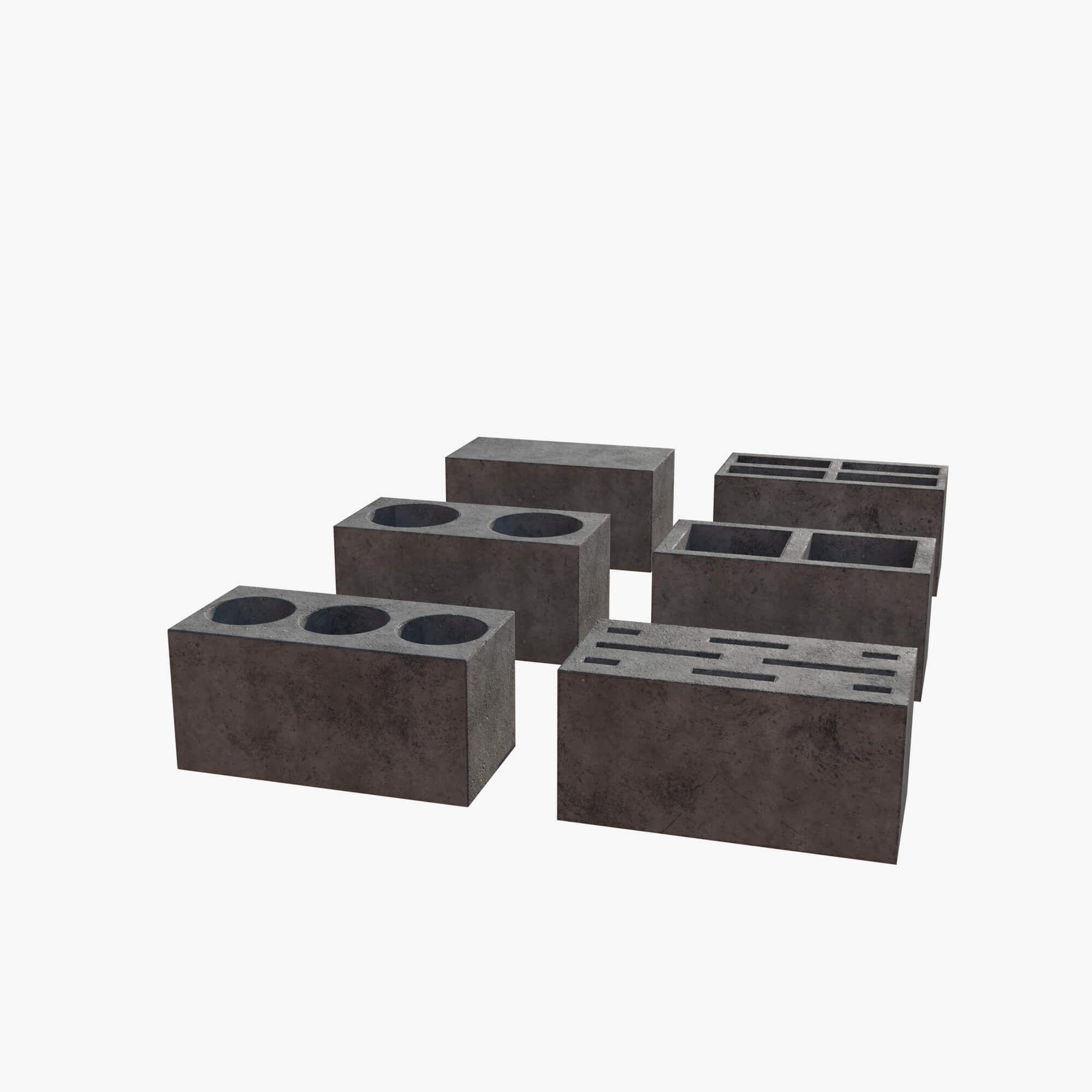 6 Cement Bricks - 3D Model by Simple3D