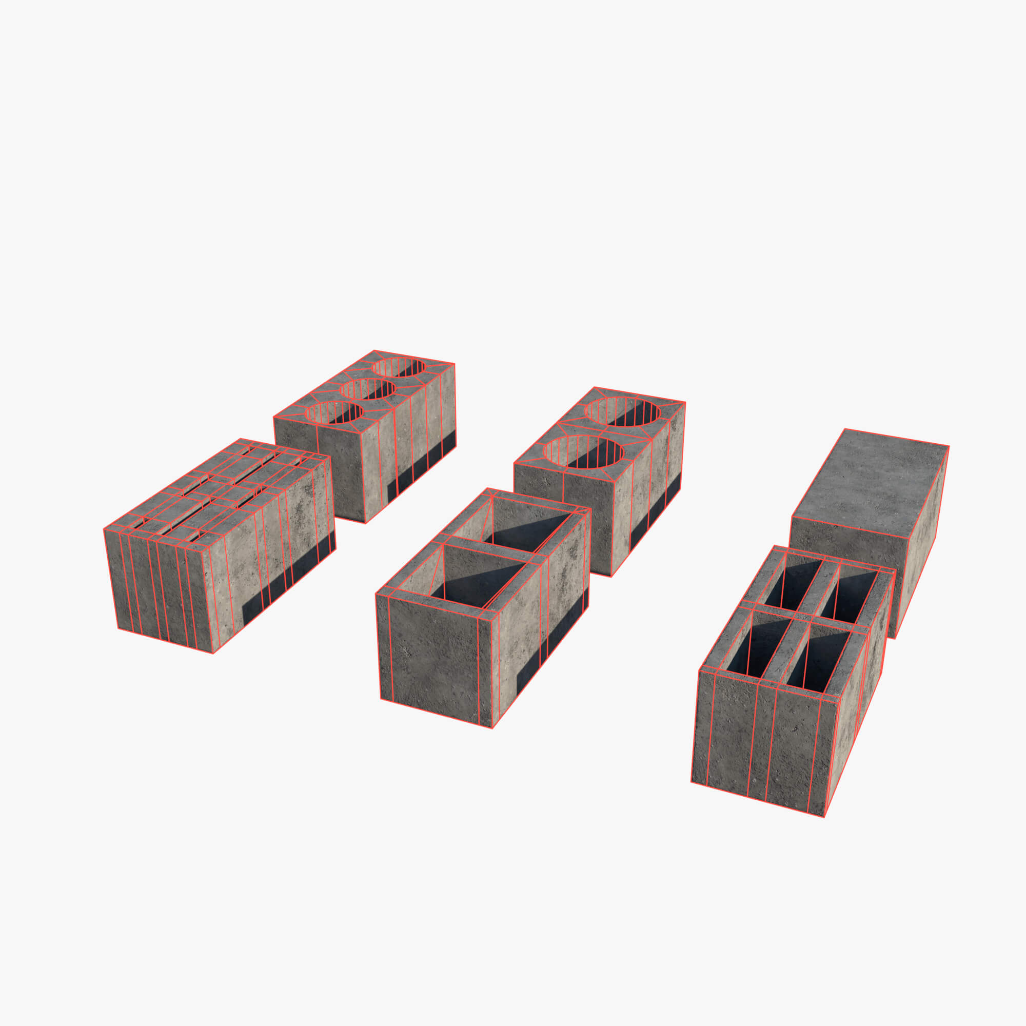 6 Cement Bricks - 3D Model by Simple3D
