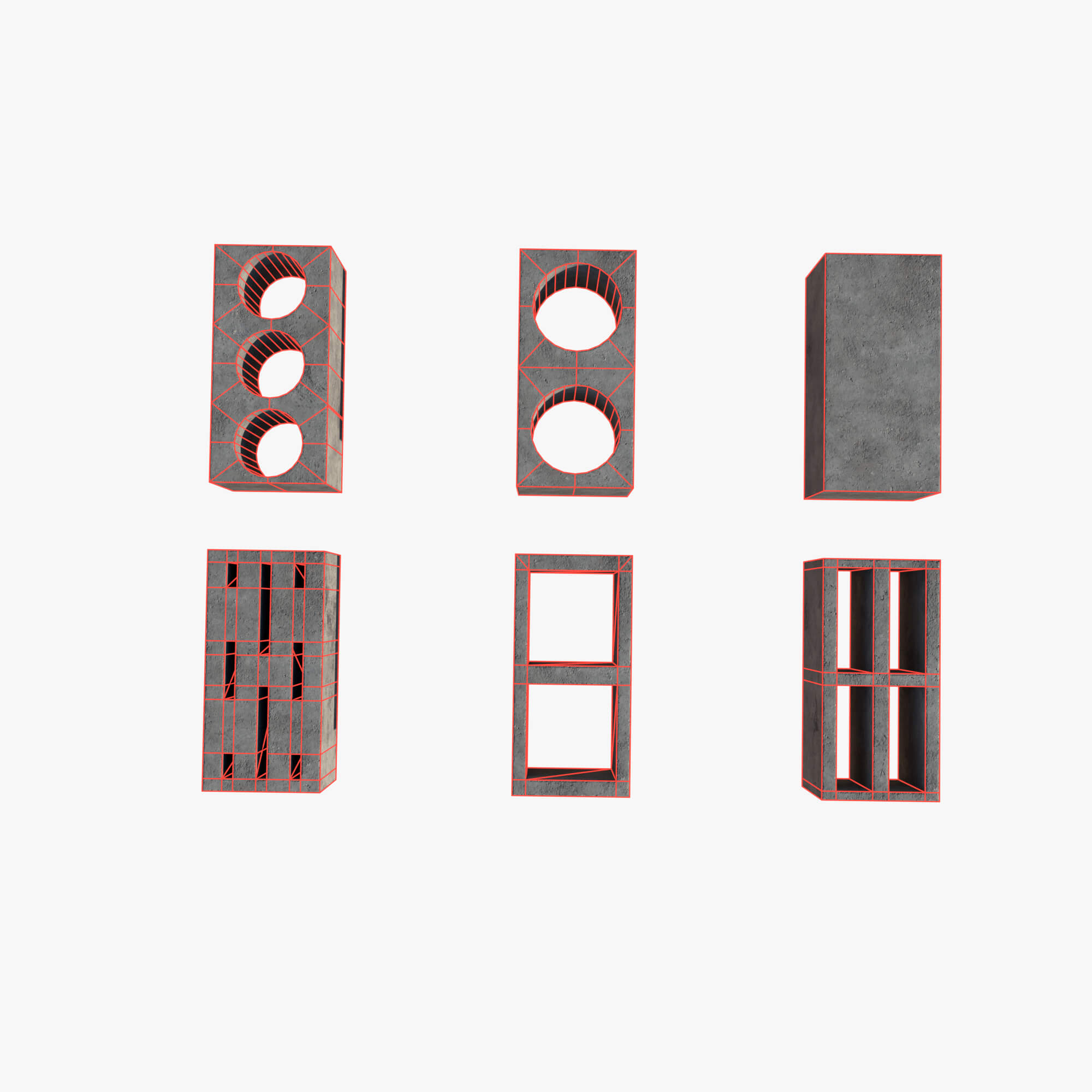 6 Cement Bricks - 3D Model by Simple3D