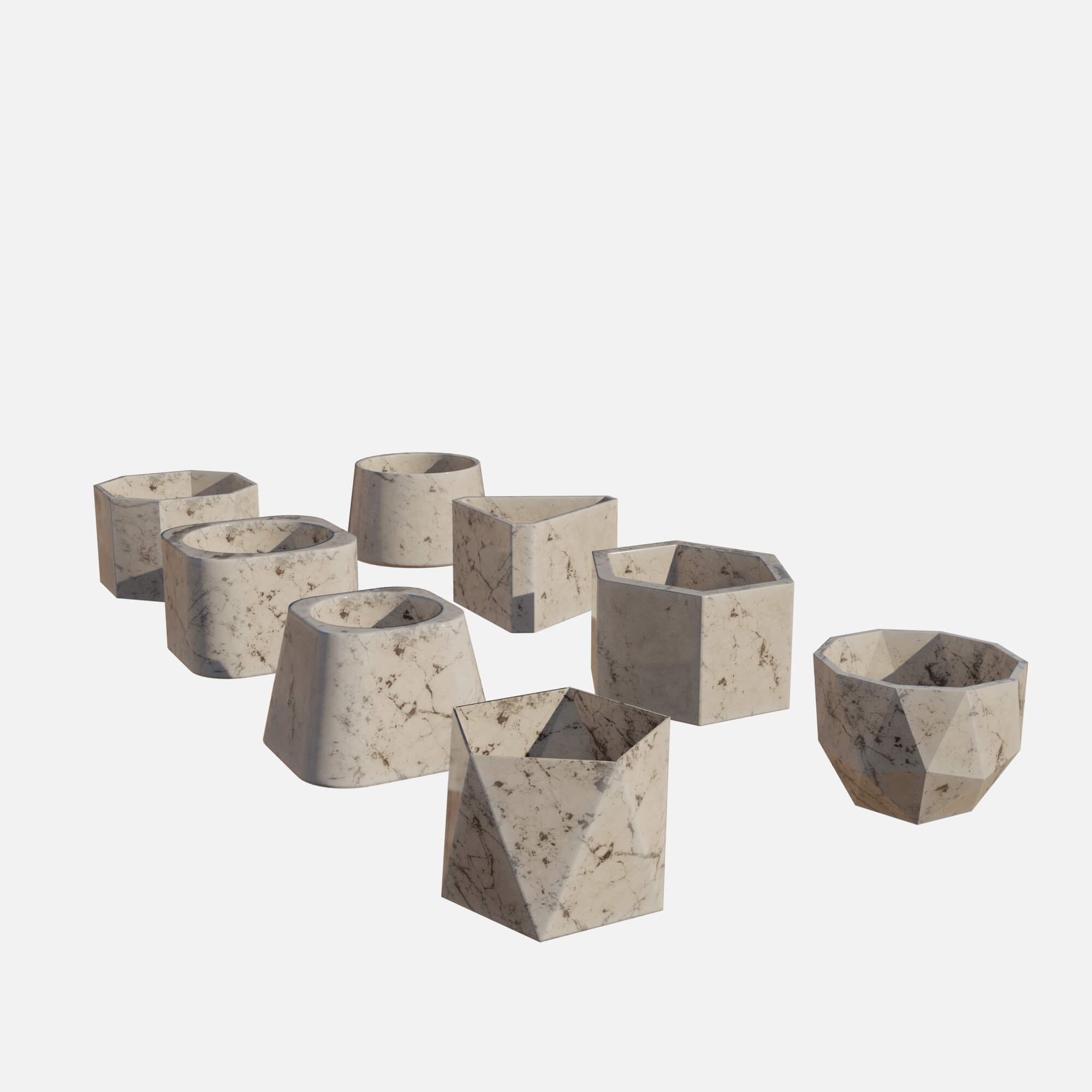 Cement Marble White Pot - 3D Model by Simple3D