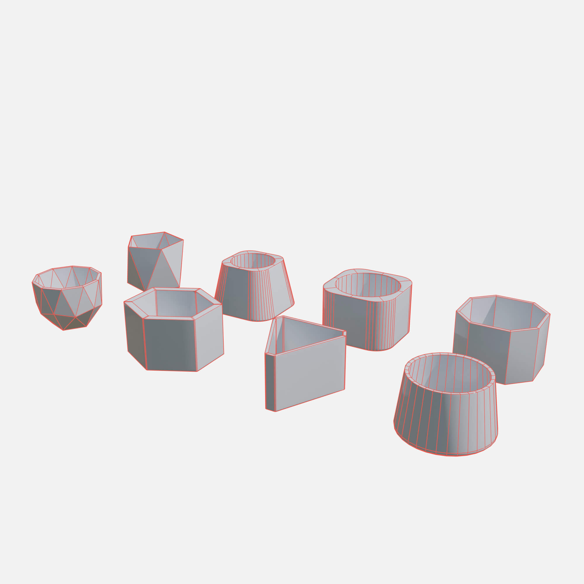 Cement Marble White Pot - 3D Model by Simple3D