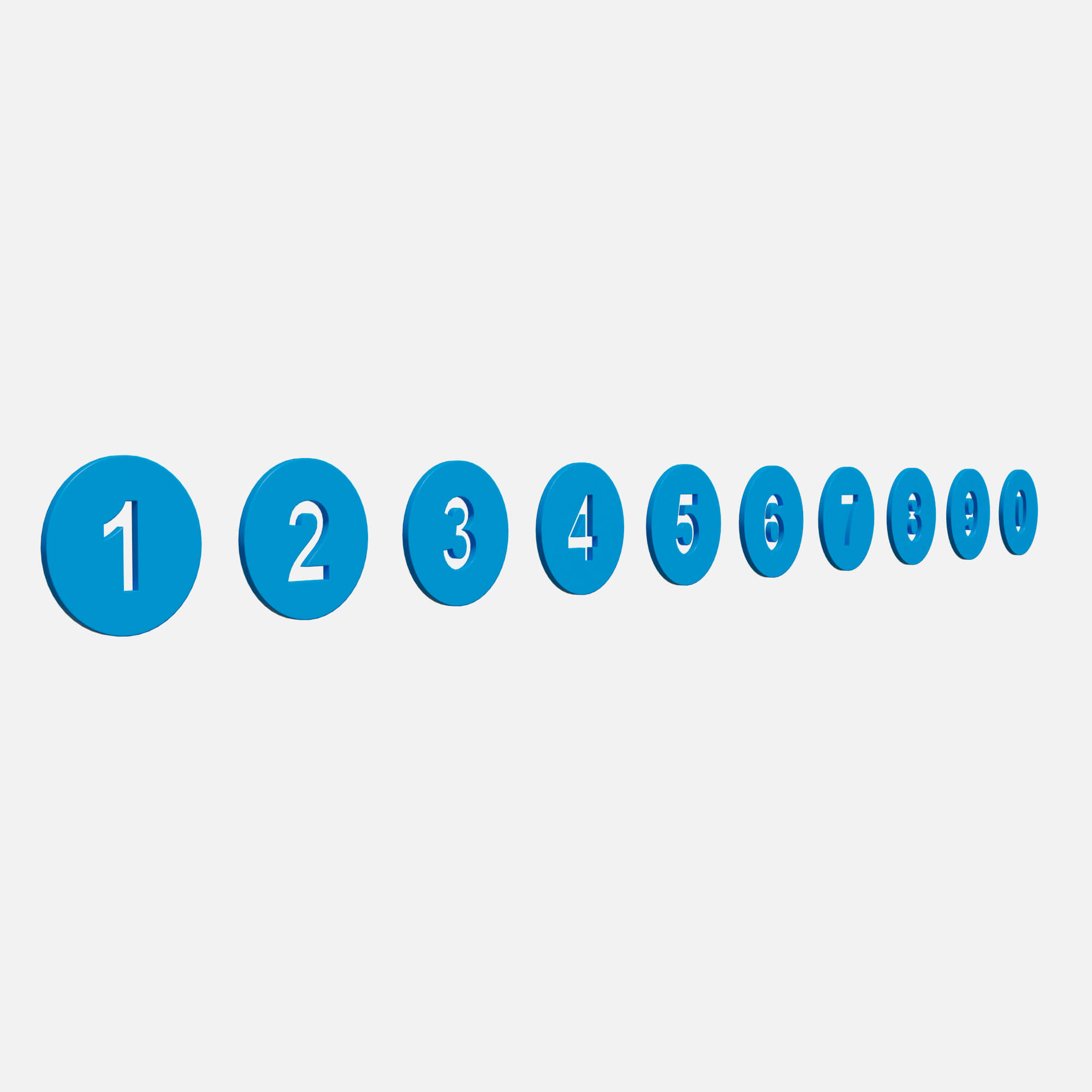 Collection of Round Numbers Blue - 3D Model by Simple3D