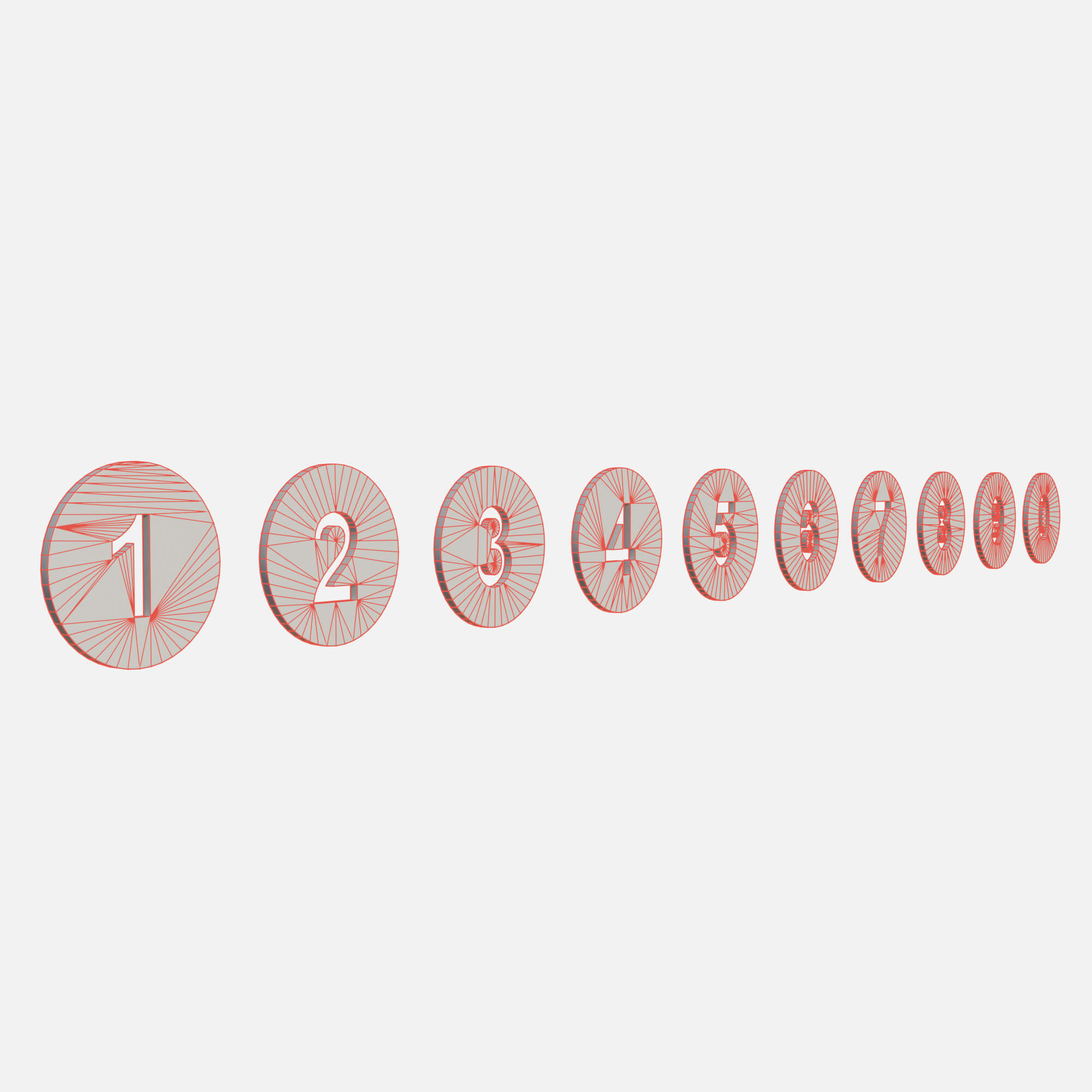 Collection of Round Numbers Blue - 3D Model by Simple3D